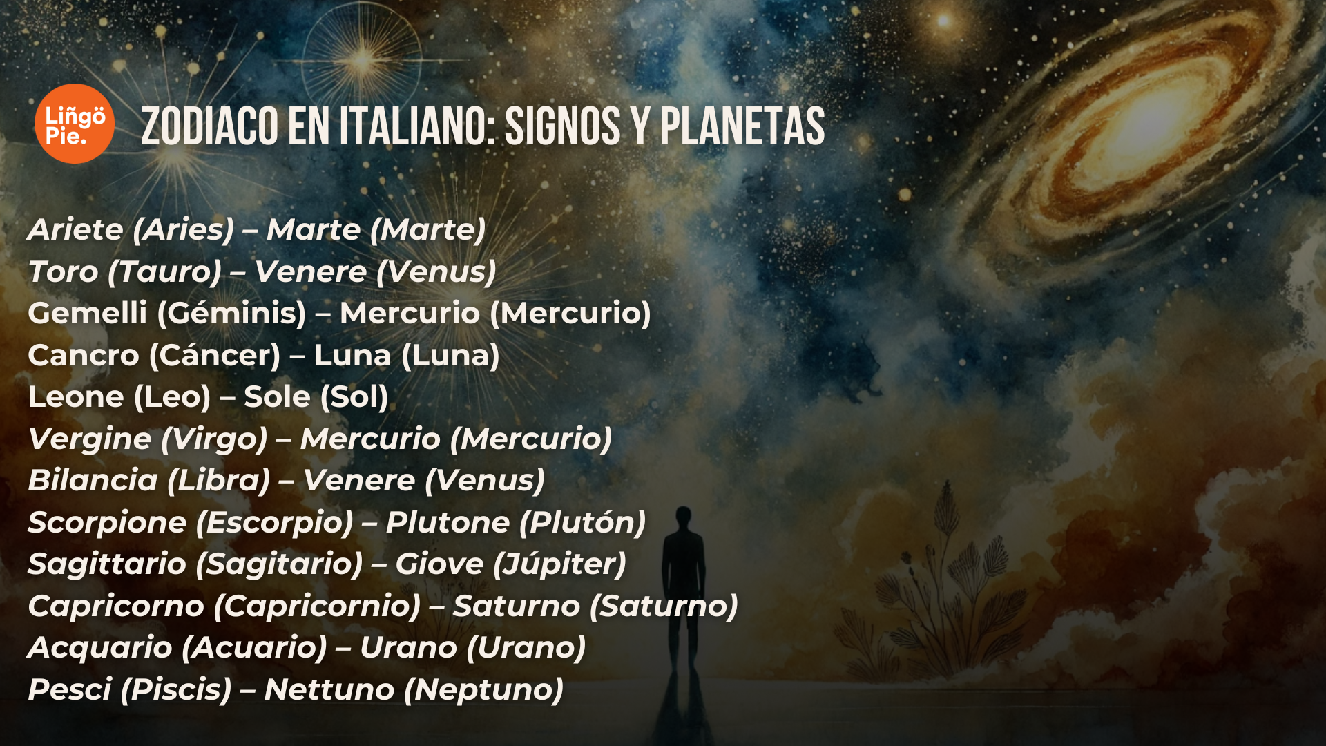 Guía práctica de los 12 signos del zodíaco en italiano